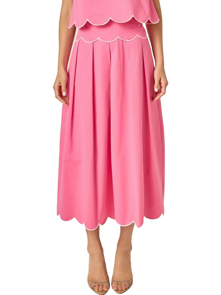 ENGLISH FACTORY English Factory Scalloped Hem Midi Skirt